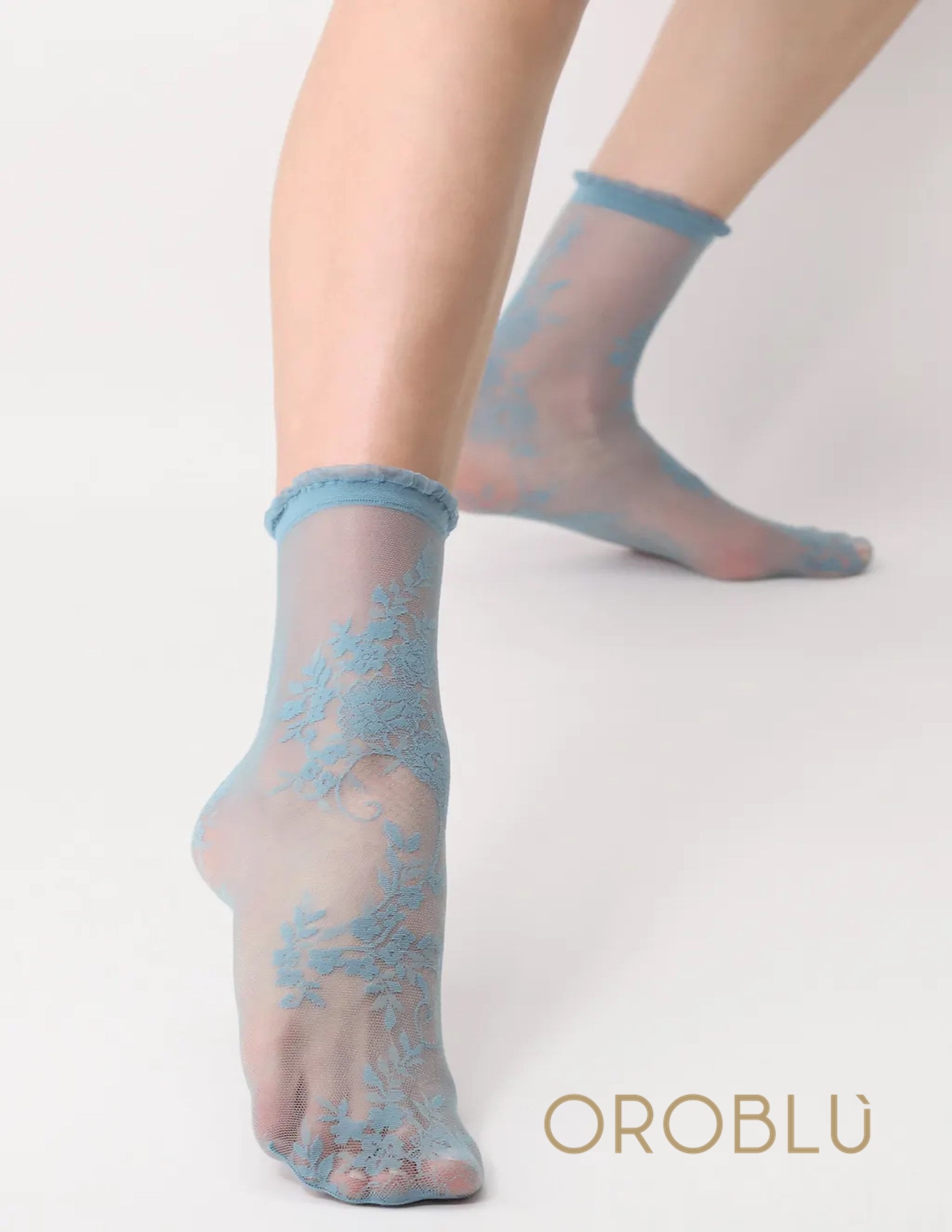 Oroblu Sale Lacelike Floral Sock Ocean VOBC68150 – Starts With Legs