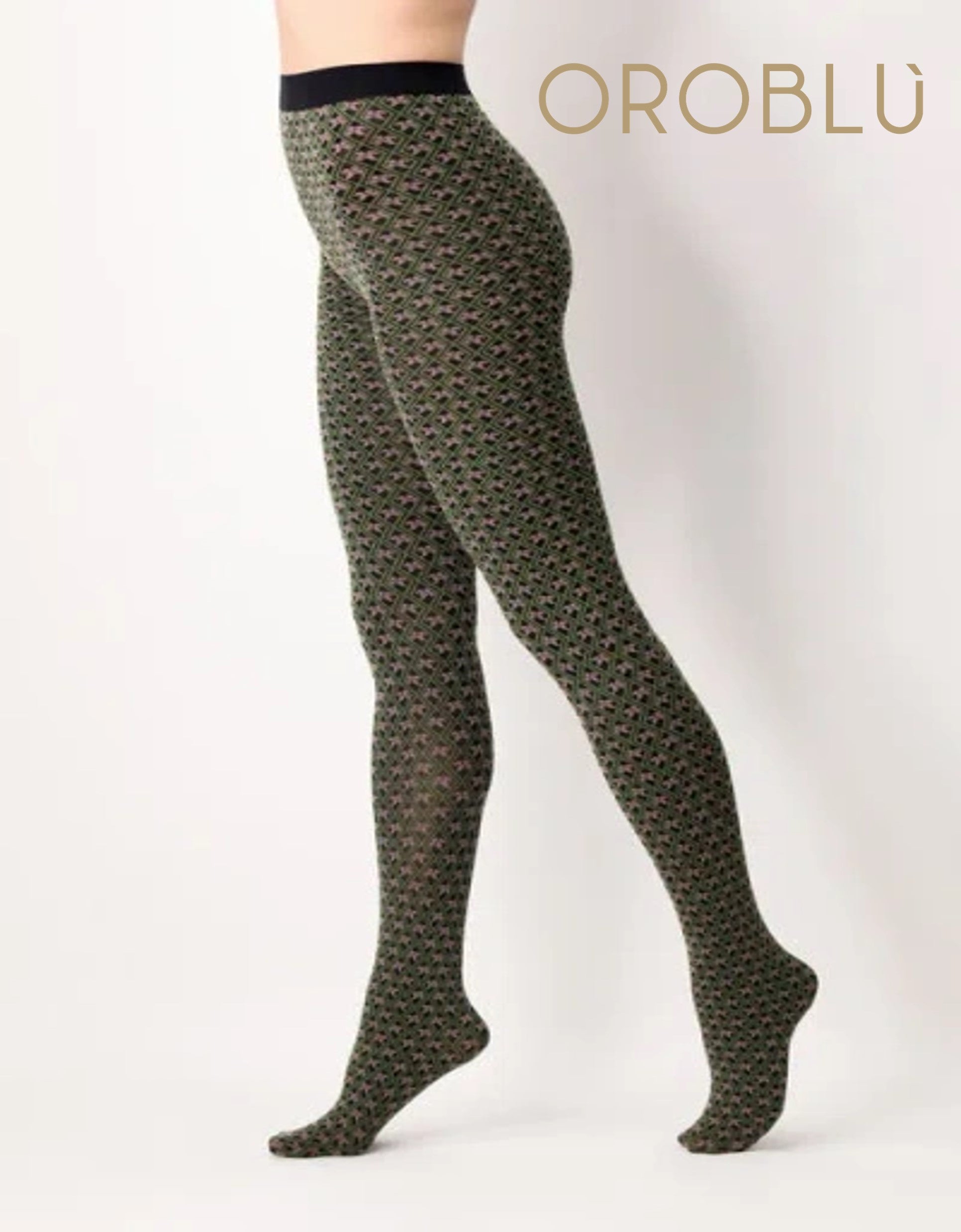 Oroblu Tiny Patterns Tights Military/Peony VOBC67905 – Starts With Legs